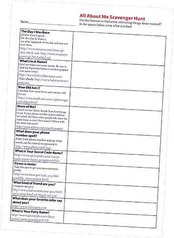 All About Me Scavenger Hunt | Adobe Education Exchange