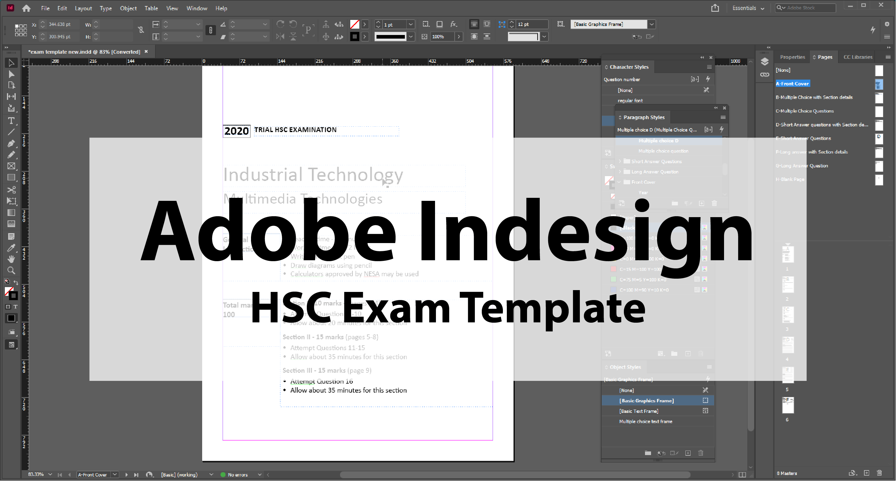 Use the power of Indesign when creating exams- template included ...