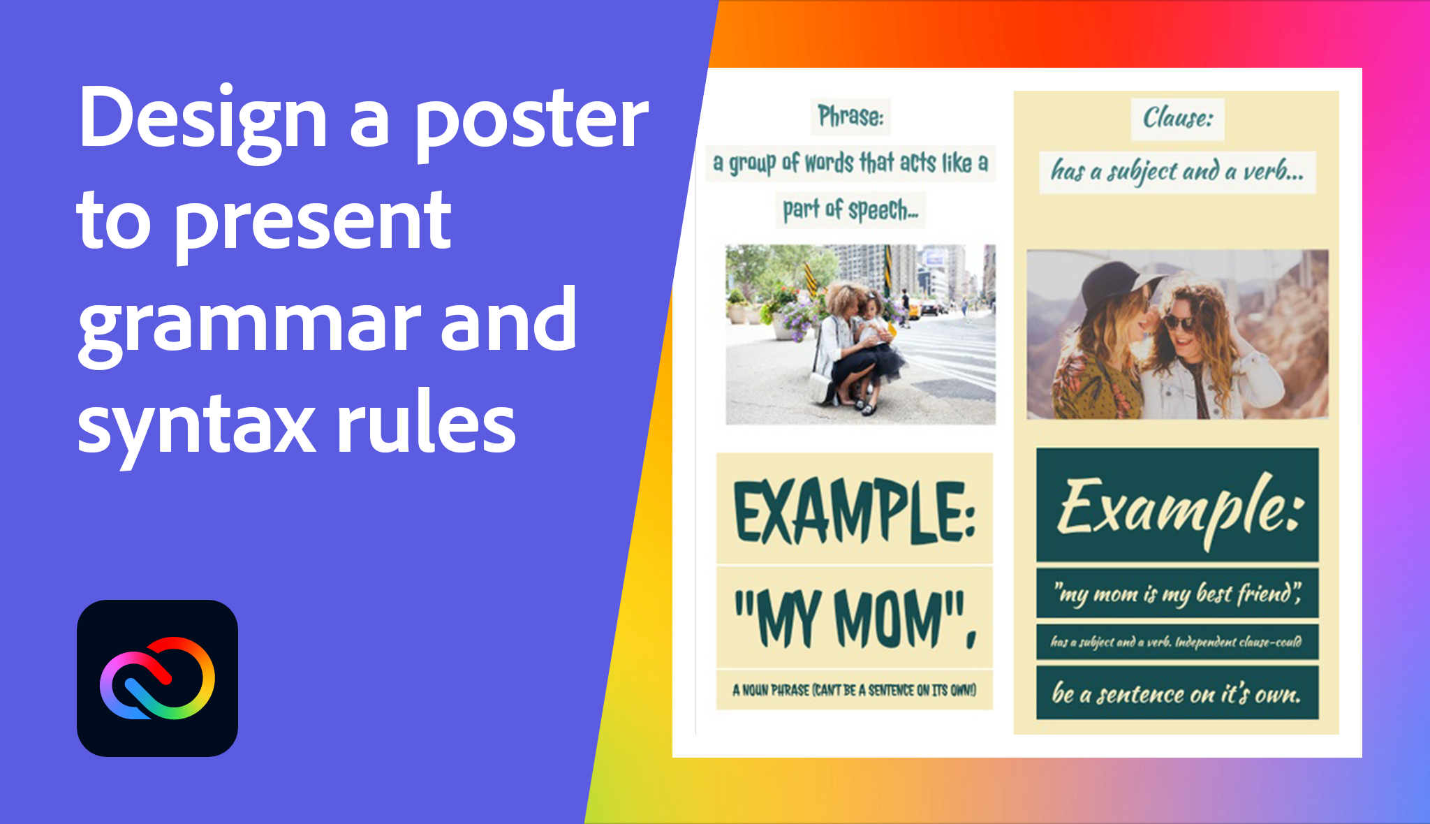 Design a poster to present grammar and syntax rules | Adobe Education ...