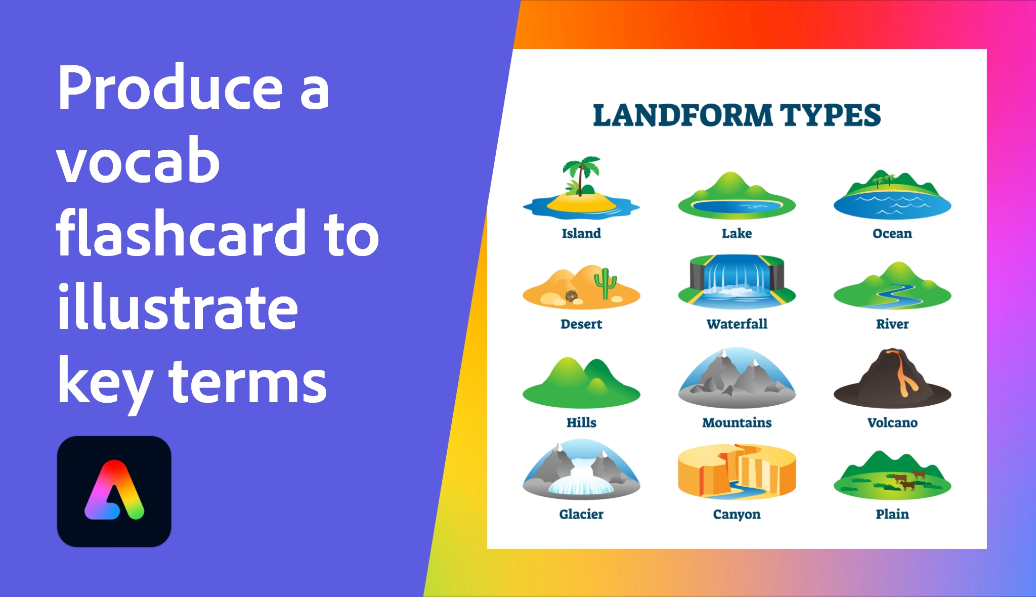 Produce a vocab flashcard to illustrate key terms | Adobe Education ...