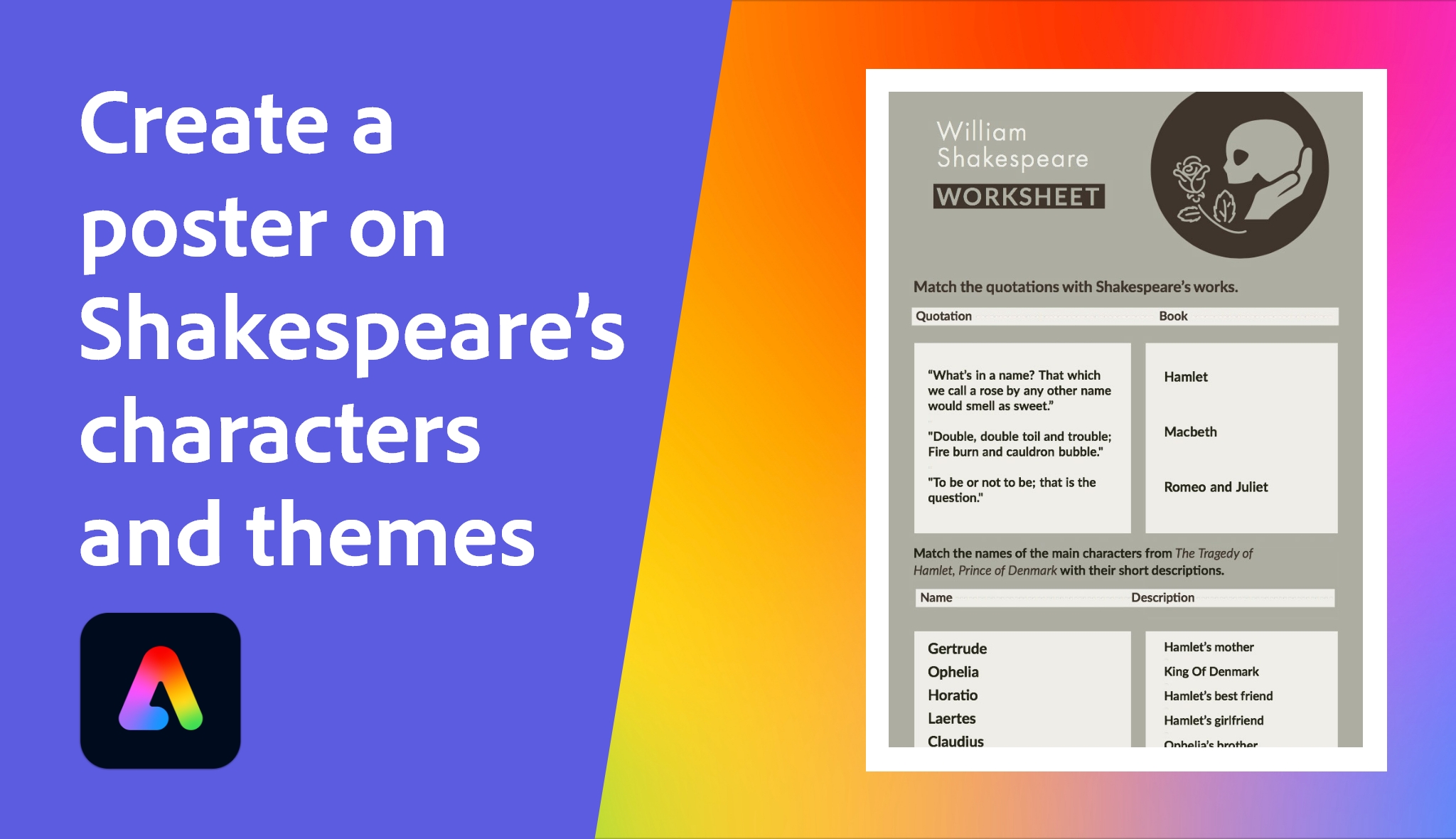 Create a poster on Shakespeare’s characters and themes | Adobe ...