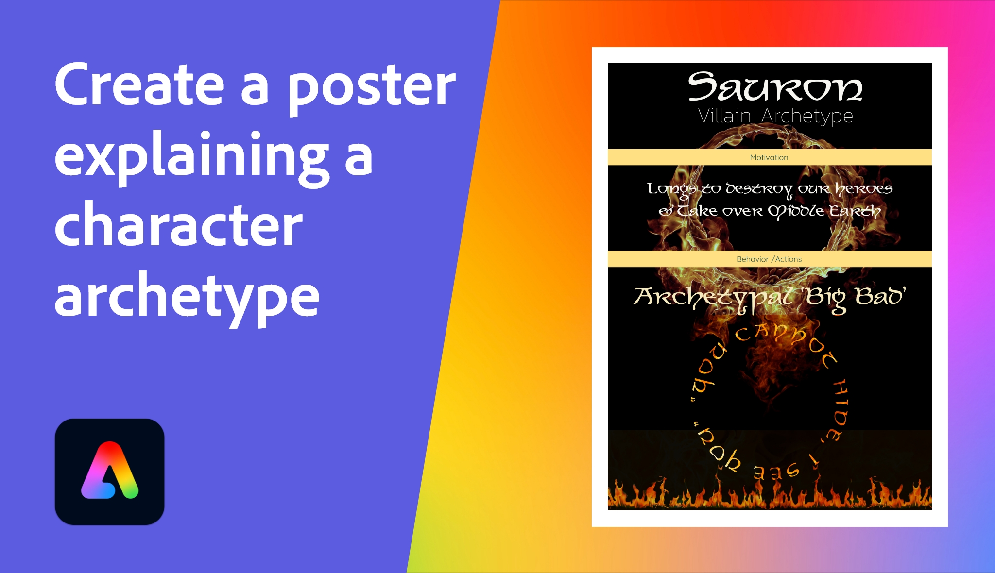 Create a poster explaining a character archetype | Adobe Education Exchange